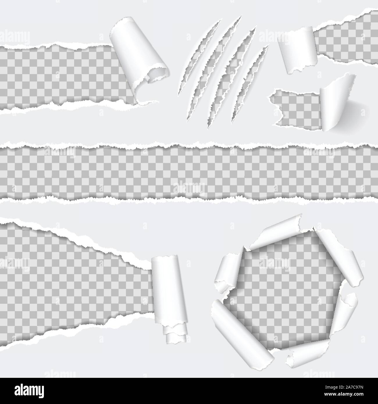 Realistic Seamless Torn Paper and Scratch Claws Stock Vector Image ...