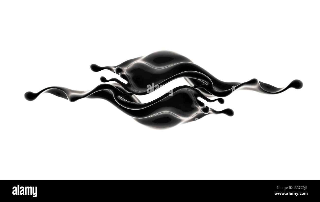 Splash of black liquid. 3d rendering, 3d illustration Stock Photo - Alamy