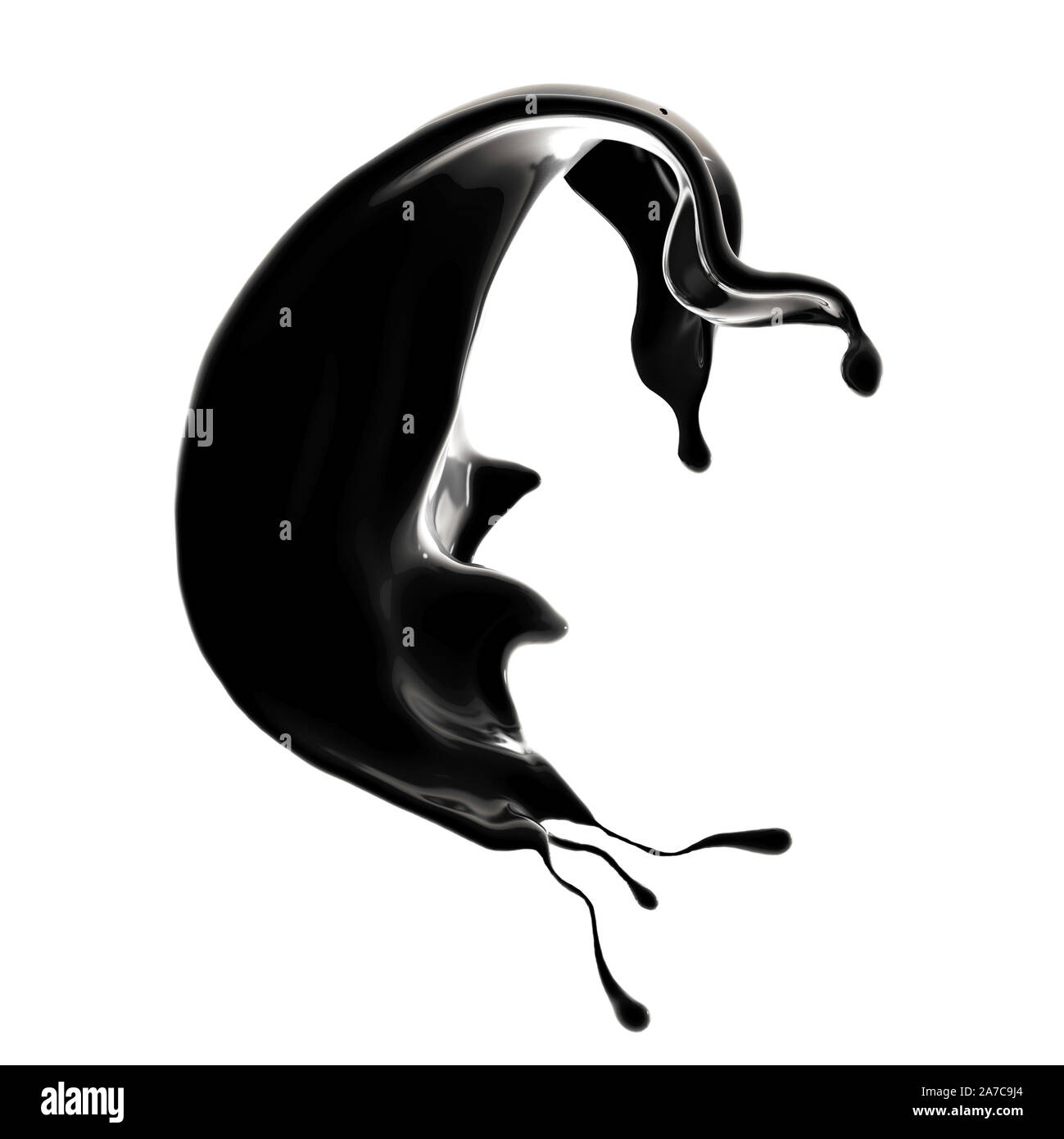 Splash of black liquid. 3d rendering, 3d illustration Stock Photo - Alamy