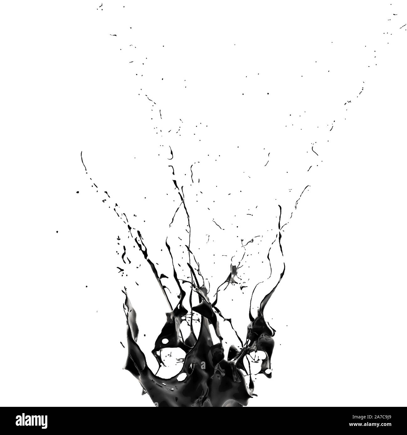 Splash of black liquid. 3d rendering, 3d illustration Stock Photo - Alamy