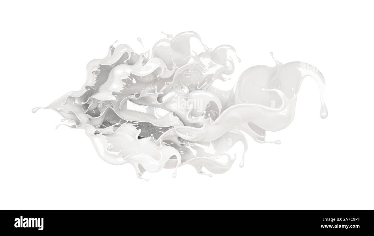 Splash of thick white liquid. 3d rendering, 3d illustration Stock Photo ...