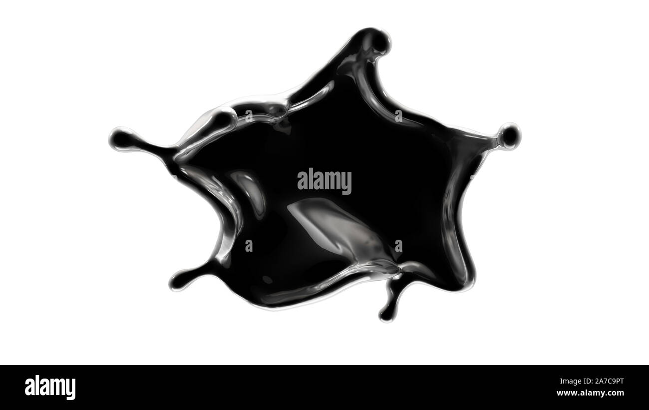 Splash of black liquid. 3d rendering, 3d illustration Stock Photo - Alamy