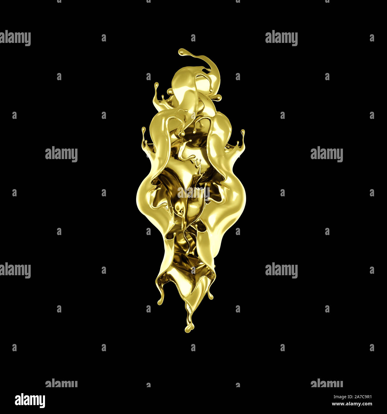 A splash of thick, golden liquid. 3d rendering, 3d illustration Stock ...