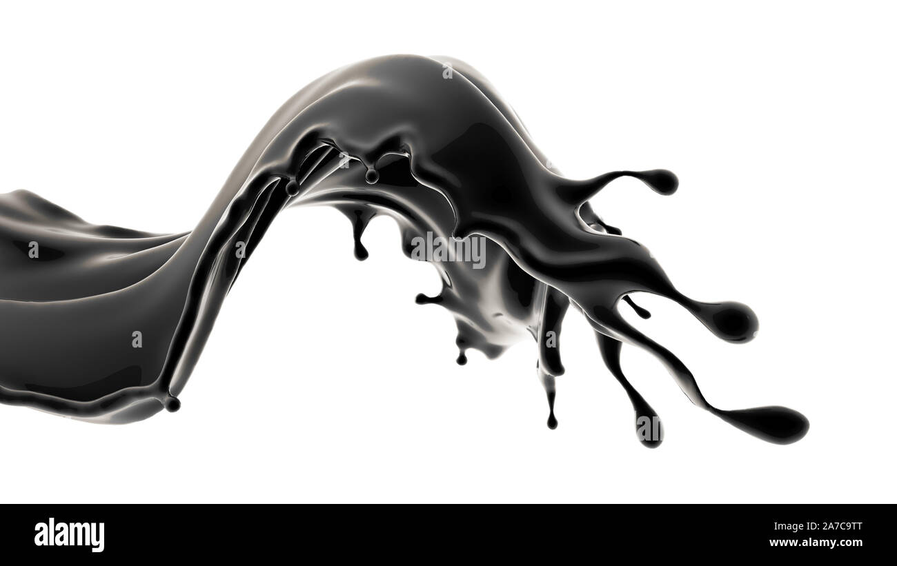 Splash of black liquid. 3d rendering, 3d illustration Stock Photo - Alamy