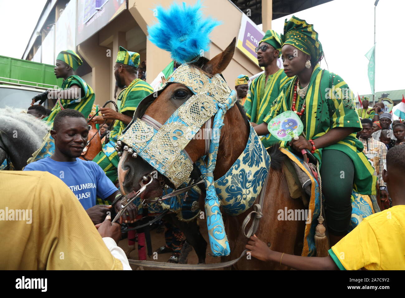 Ijebu Ode people riding on their horses in paying homage to the ...