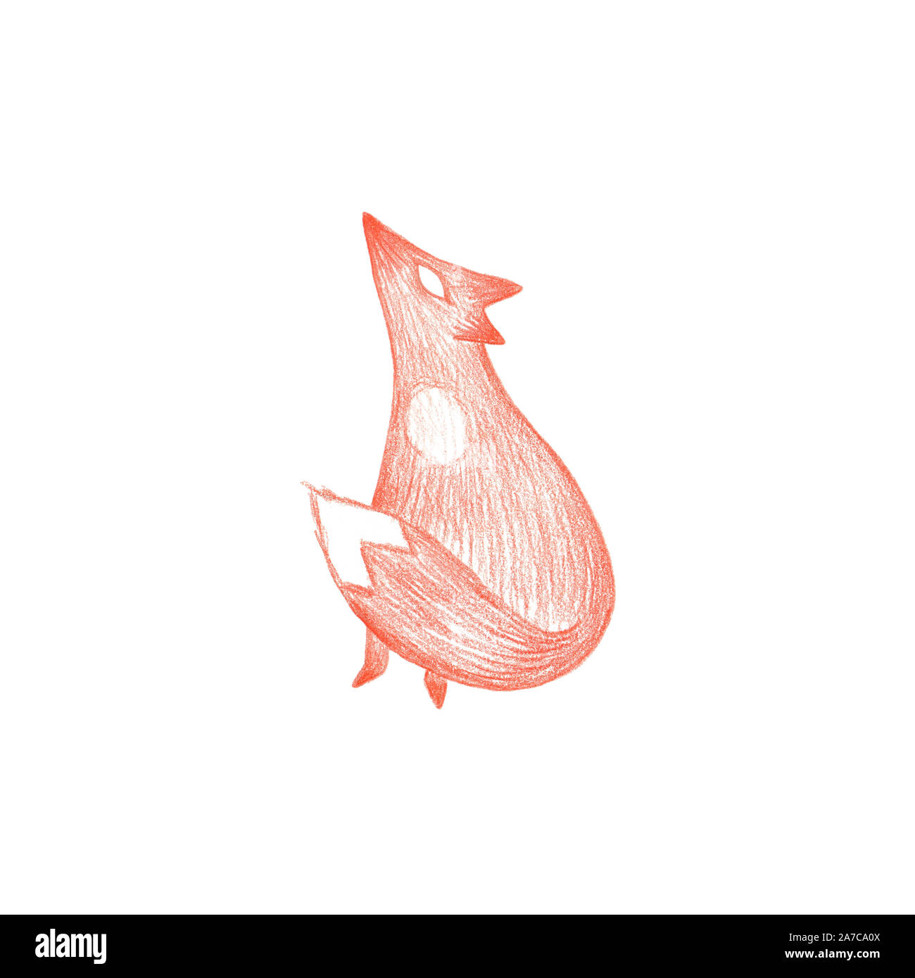 Hand drawn red fox, children book cute sketch illustration colored ...