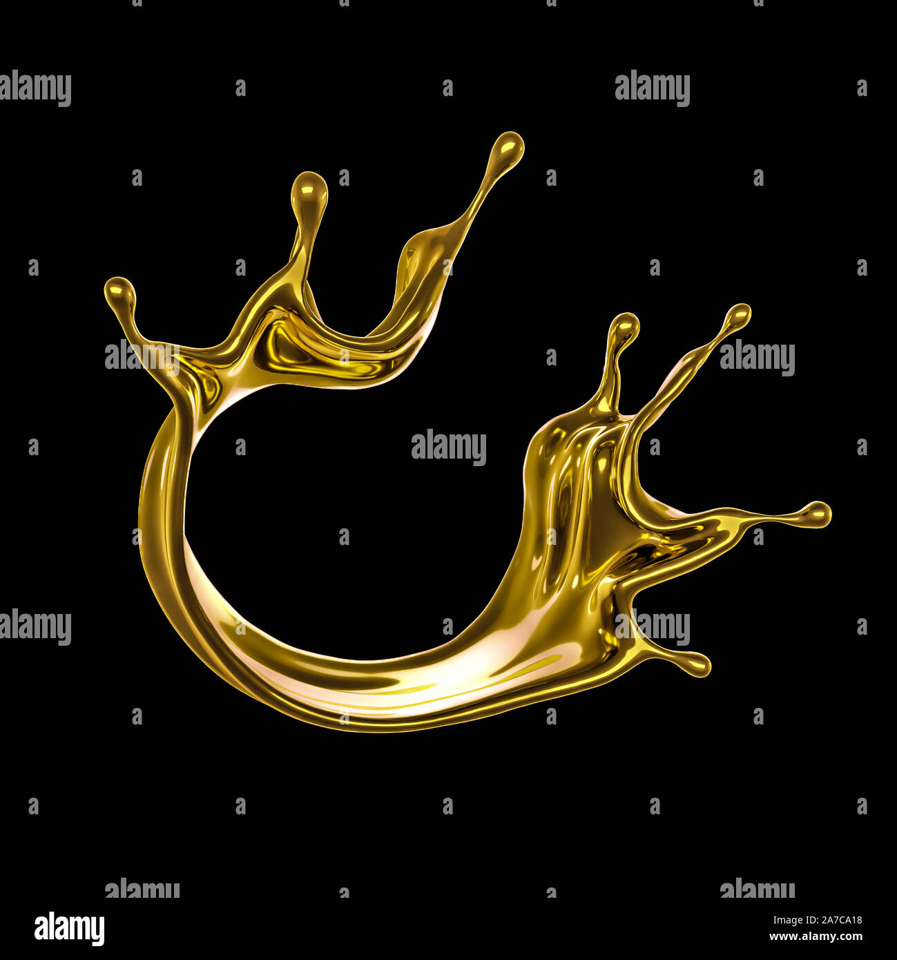A splash of thick, golden liquid. 3d rendering, 3d illustration Stock ...