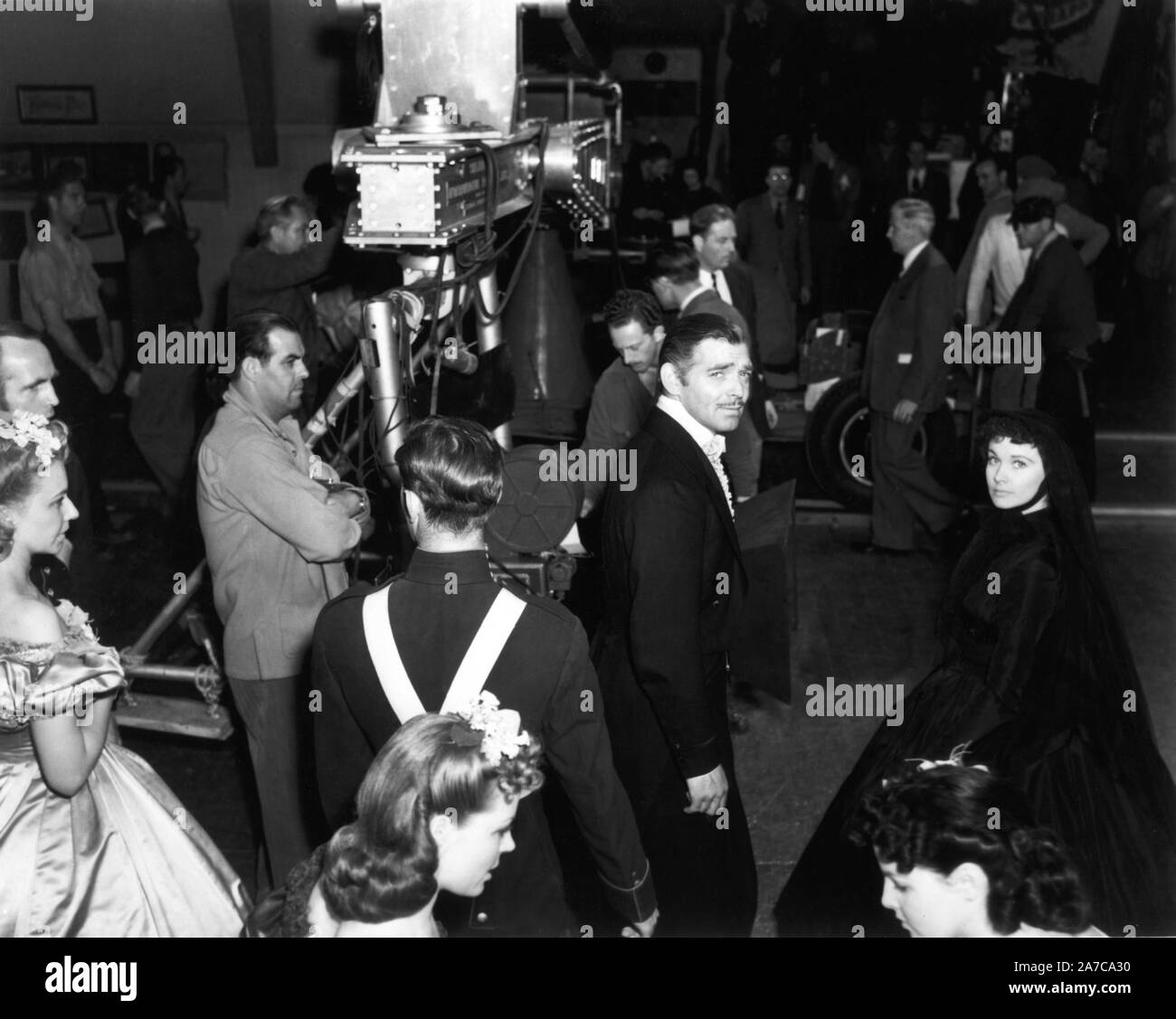 CLARK GABLE and VIVIEN LEIGH on set candid during filming of Atlanta ...