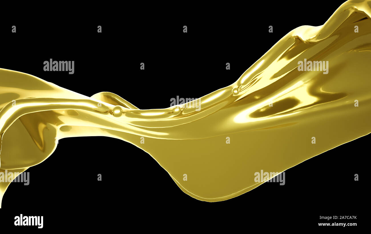 A splash of thick, golden liquid. 3d rendering, 3d illustration Stock ...