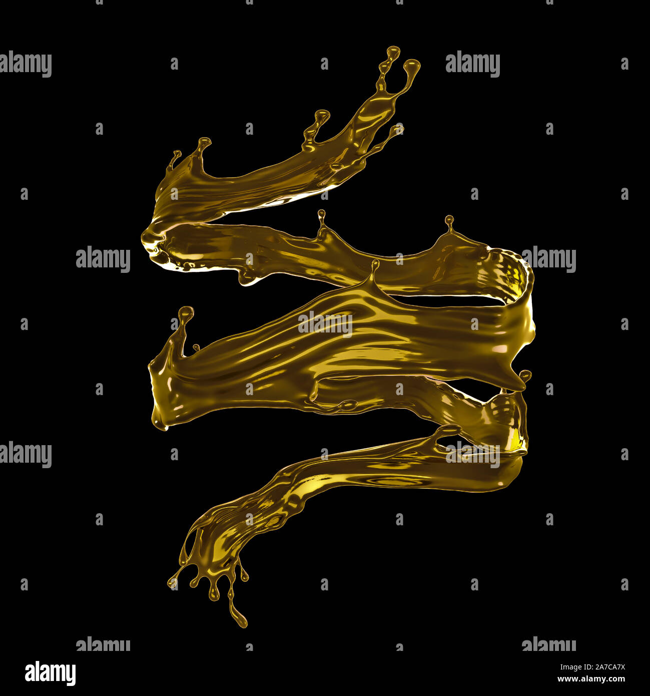 A splash of thick, golden liquid. 3d rendering, 3d illustration Stock ...