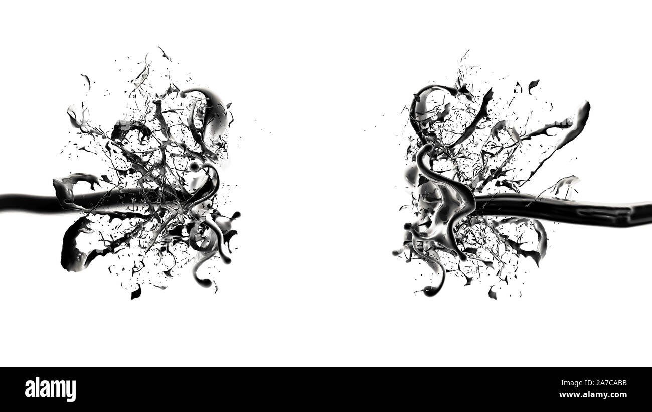 Splash of black liquid. 3d rendering, 3d illustration Stock Photo - Alamy