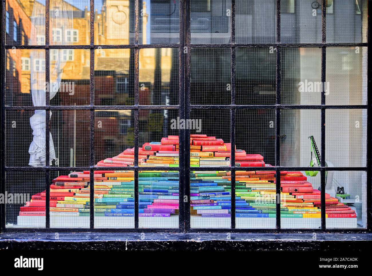 Window with books in a rainbow shape Stock Photo - Alamy