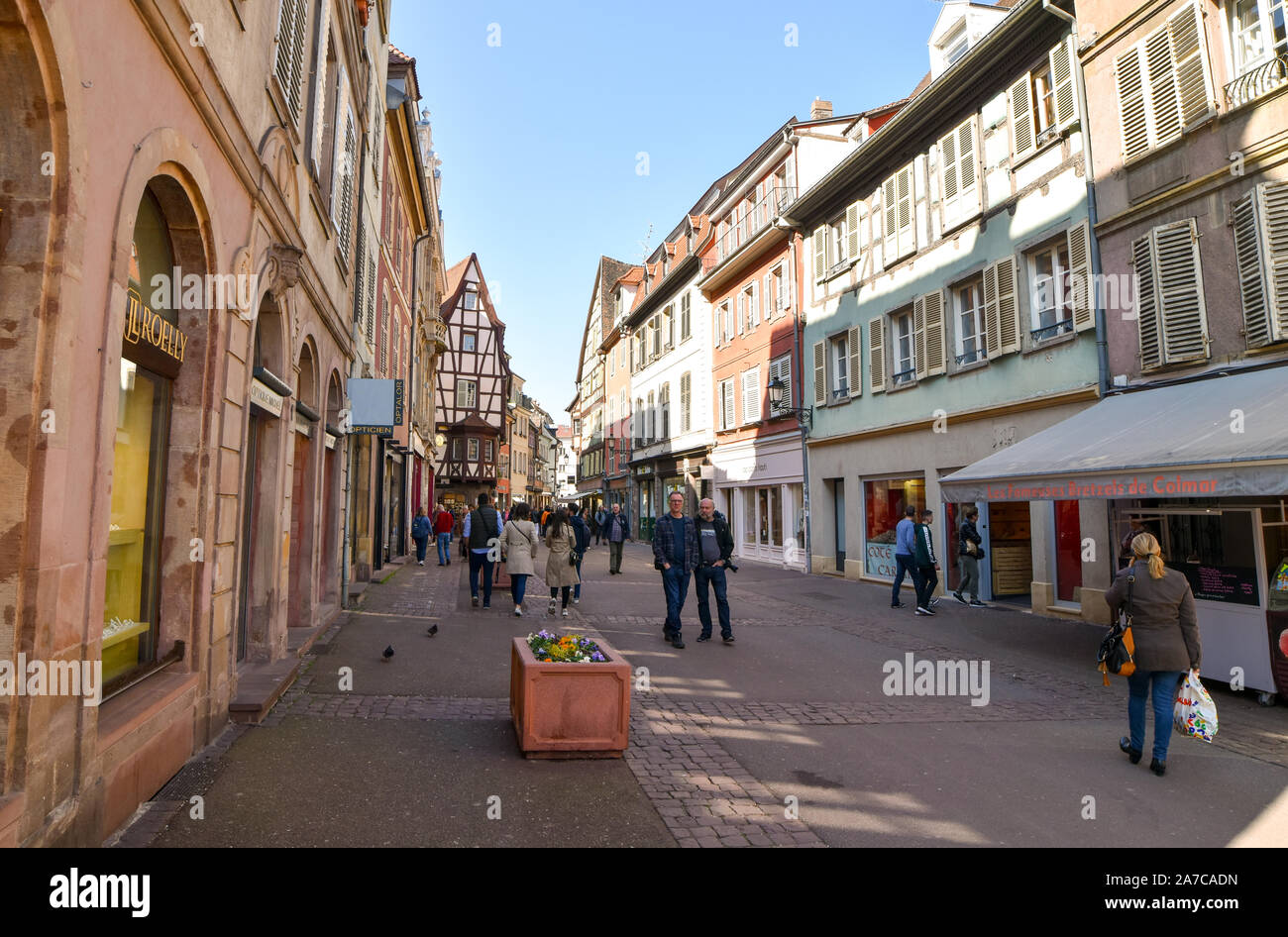 Colmar, France - March 23, 2019: View on the old town with beautiful ...