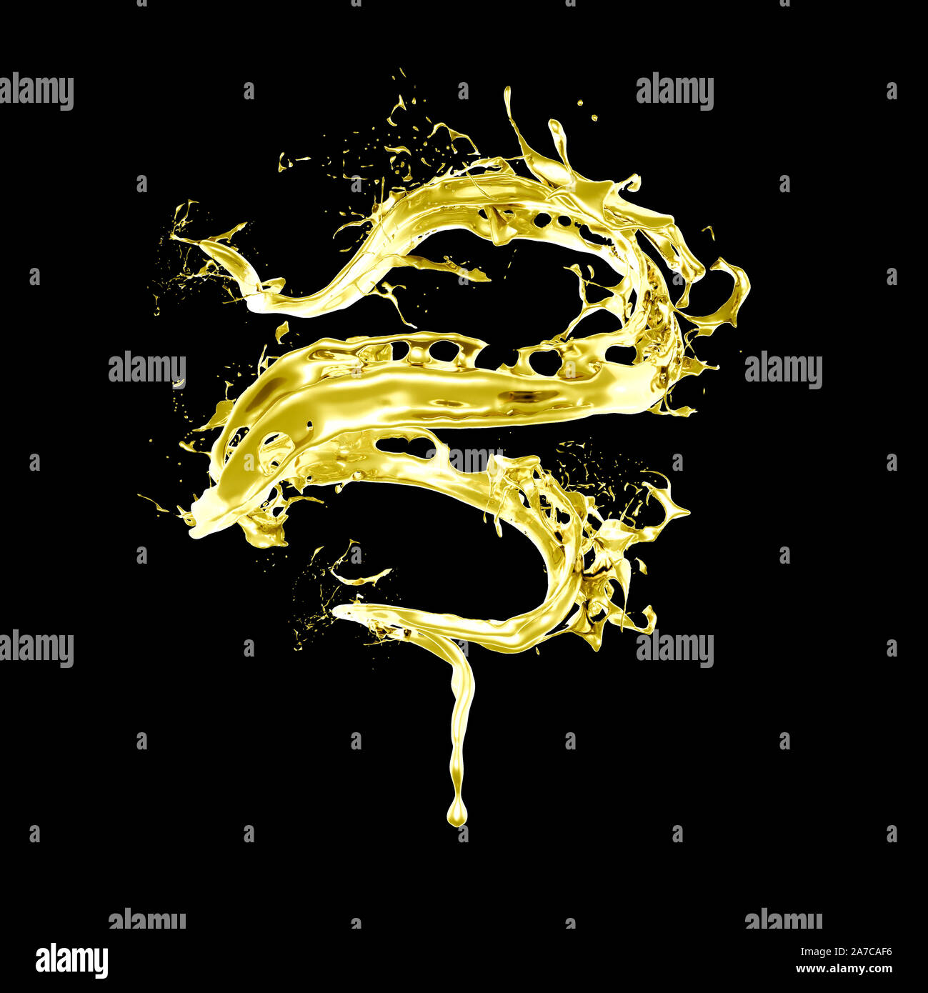 A splash of thick, golden liquid. 3d rendering, 3d illustration Stock ...
