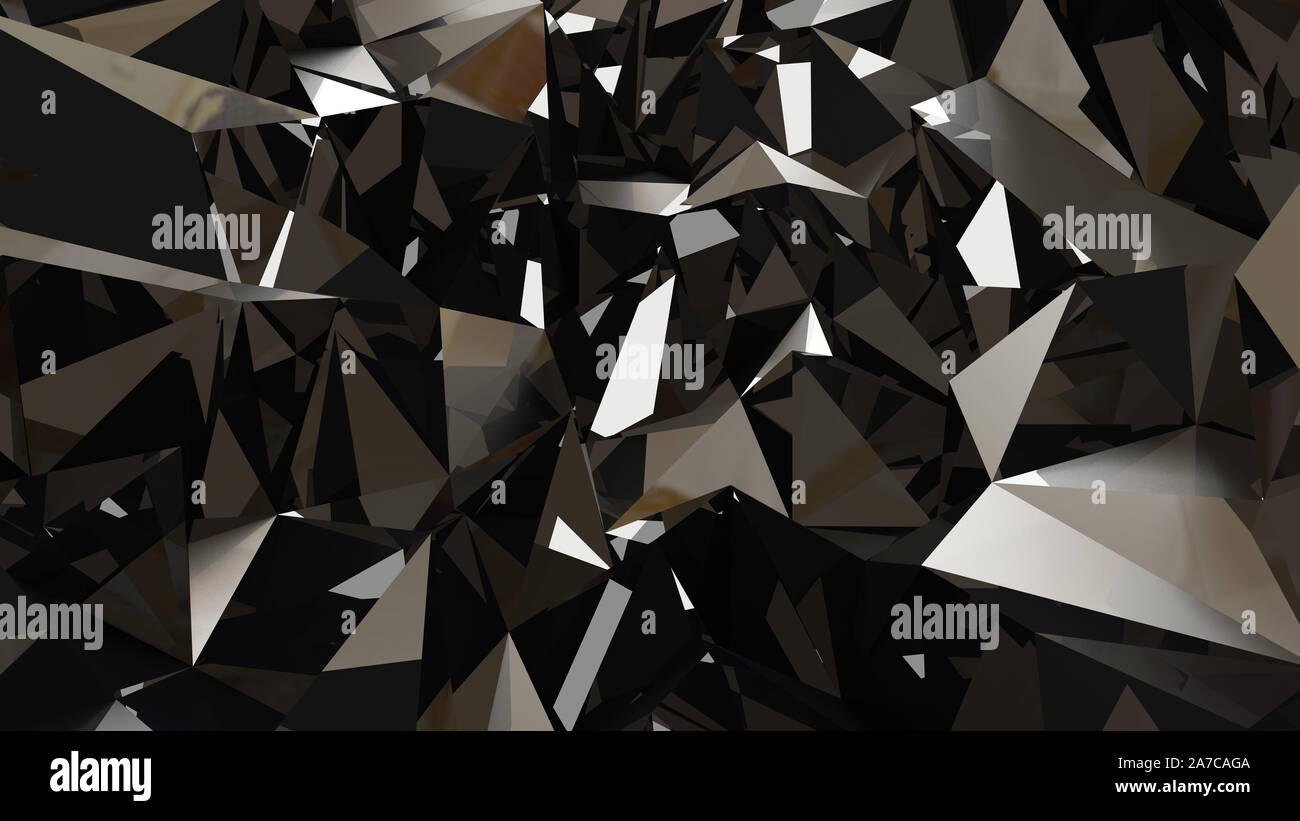 Metallic black background with triangles and crystals. 3d rendering, 3d ...