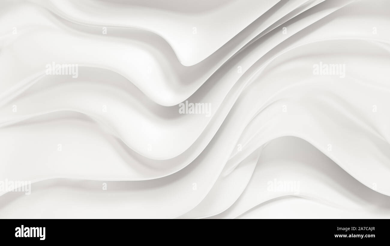 Elegant white background with flowing fabric waves. 3d rendering, 3d ...