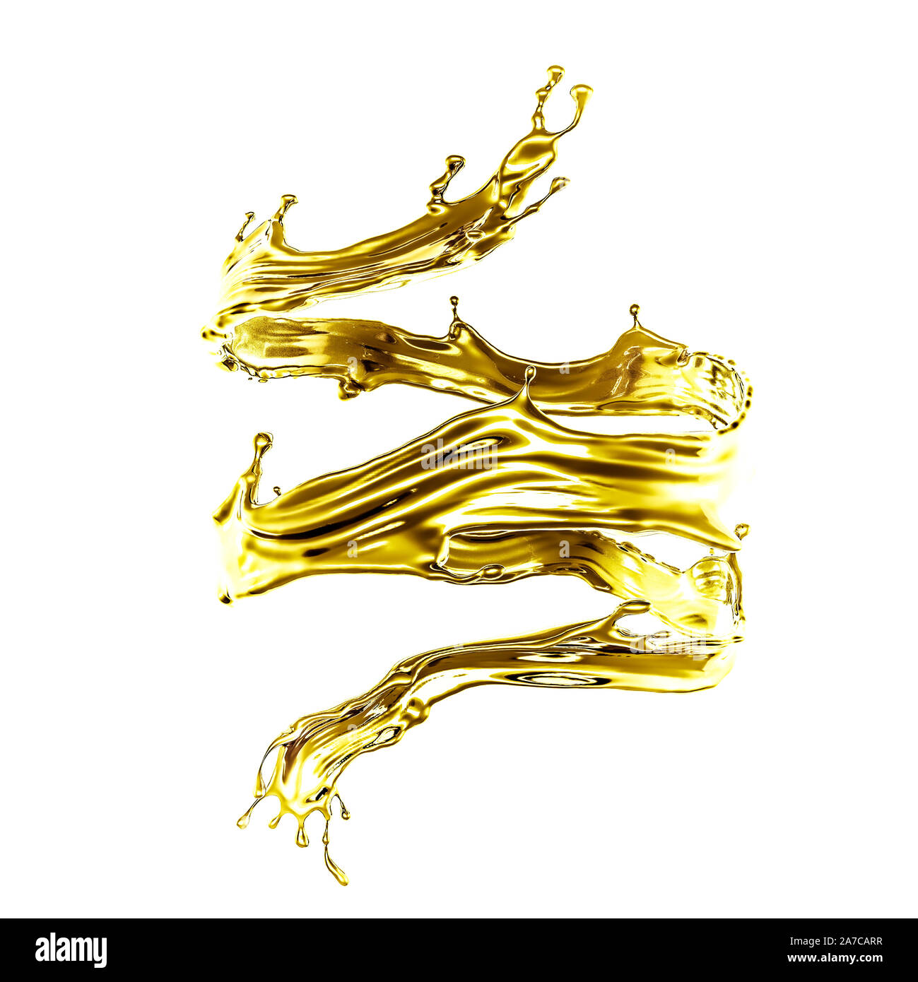 A splash of thick, golden liquid. 3d rendering, 3d illustration Stock ...