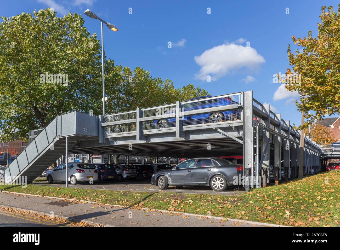Modern steel quick answer to multistorey car parking Stock Photo - Alamy
