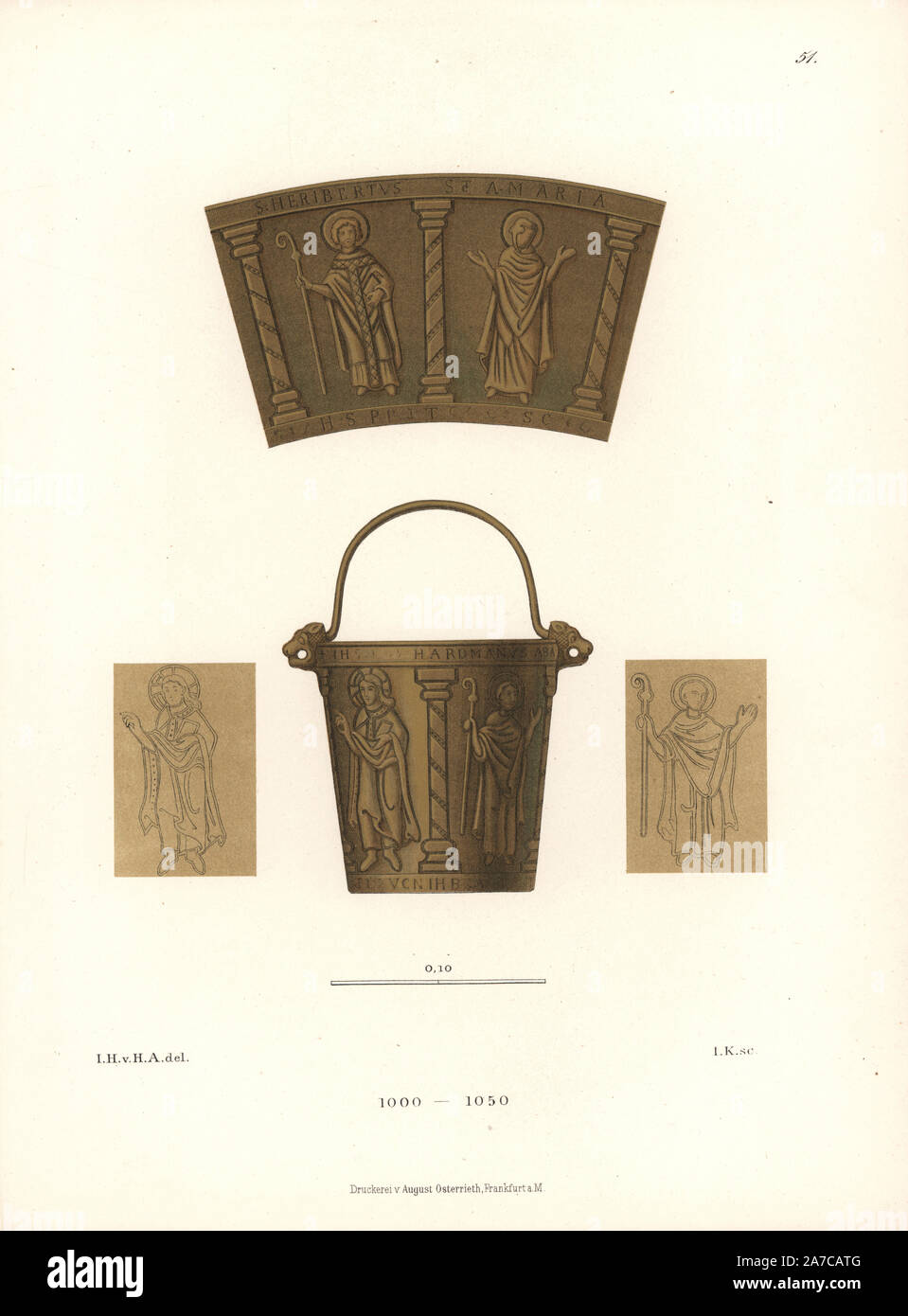 Aspersorium in gilded bronze from St. Stephan's church in Mainz, 11th ...