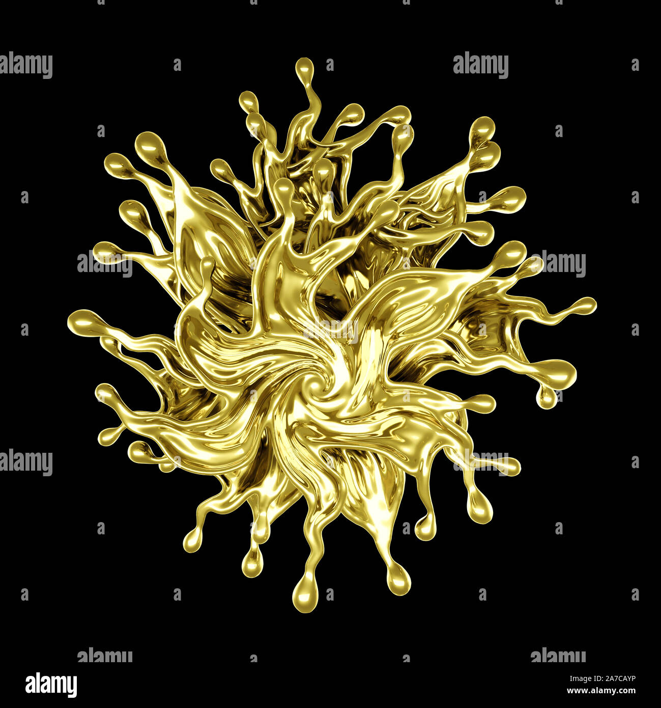 A splash of thick, golden liquid. 3d rendering, 3d illustration Stock ...