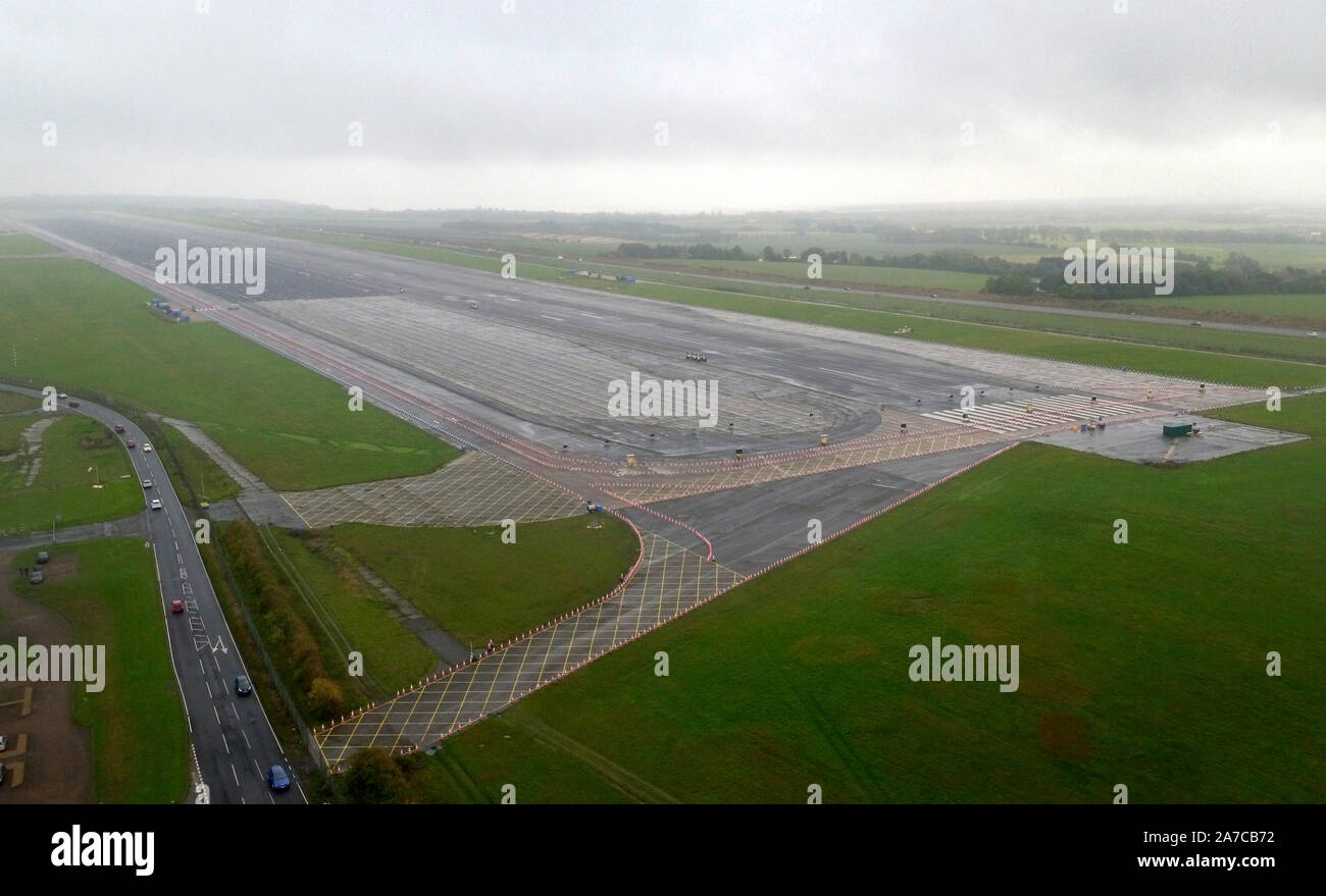 Aerial view of the runway at Manston Airport in Kent, which is to be ...