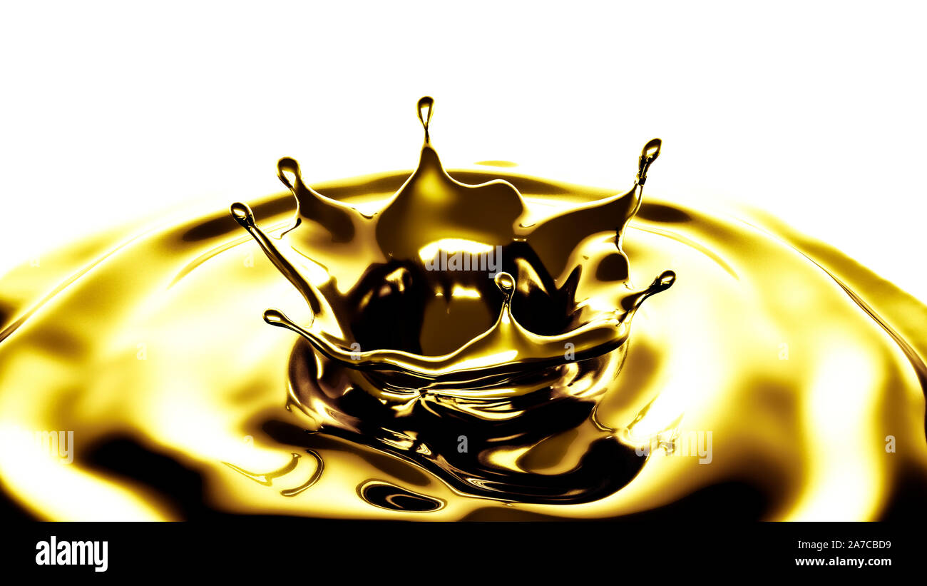 A splash of thick, golden liquid. 3d rendering, 3d illustration Stock ...