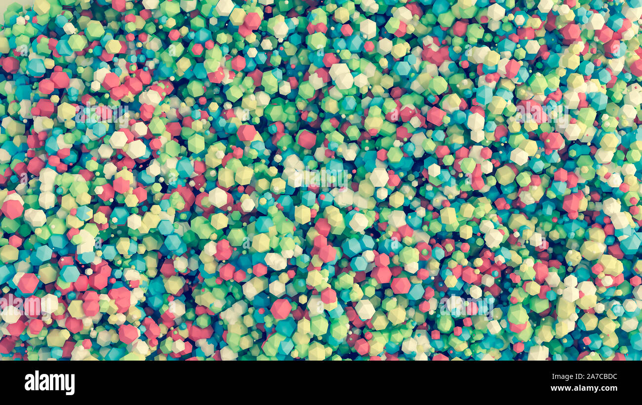 Geometric particle multicolor background. 3d rendering, 3d illustration ...