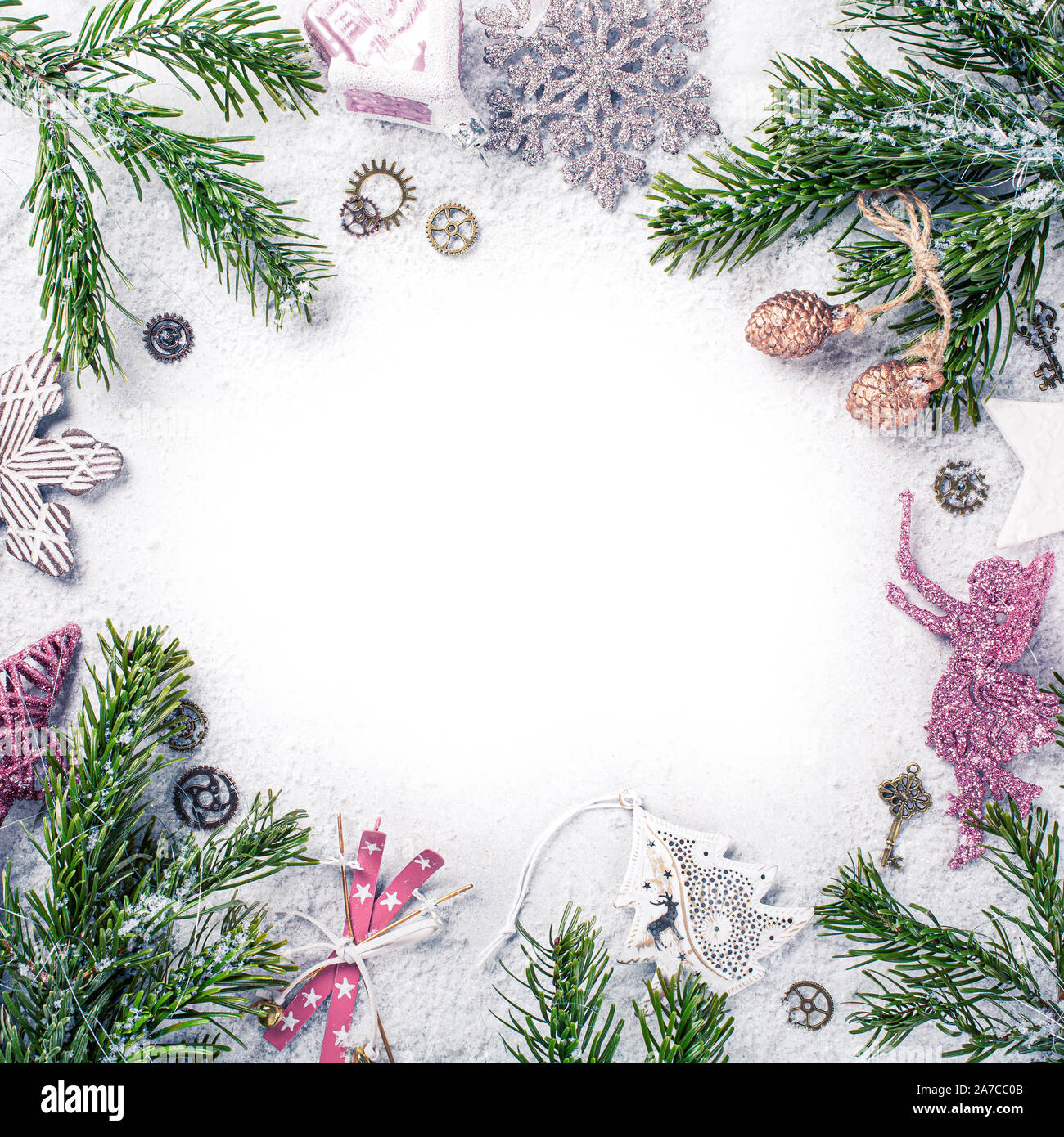 Festive background with wooden christmas tree Stock Photo - Alamy