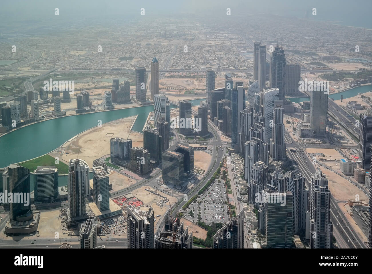 Aerial view of Downtown Dubai, Skyscrapers and landmarks, view of Dubai ...