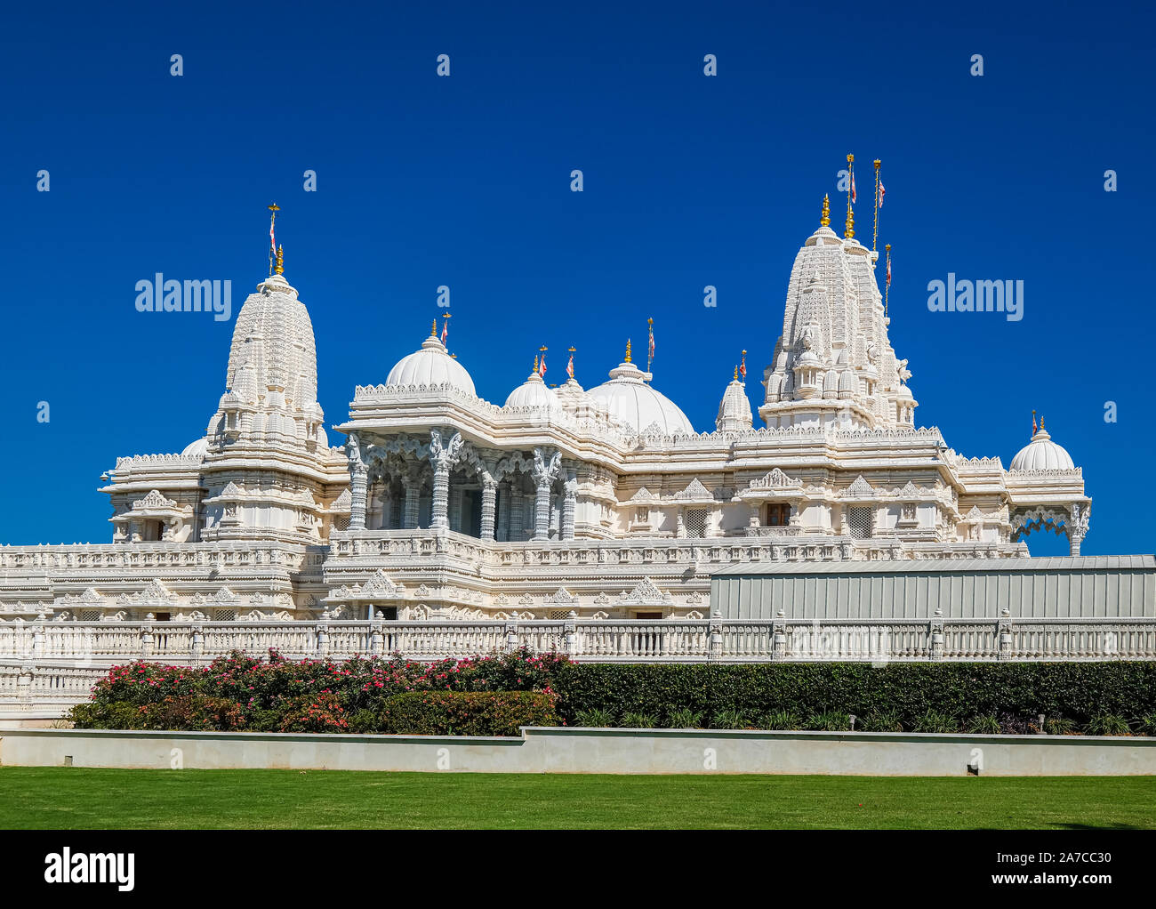 View of a white marble hindu temple Stock Photo - Alamy