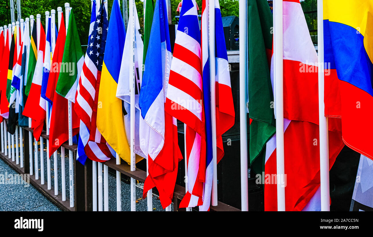 A LIne of International Flags at Festival Stock Photo - Alamy