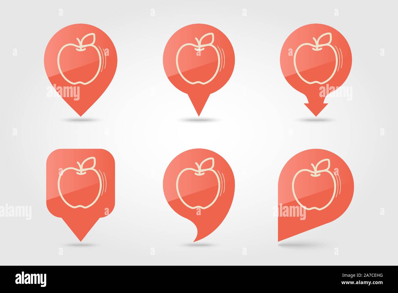 Apple pin map icon. Harvest map pointer. Thanksgiving map markers ...