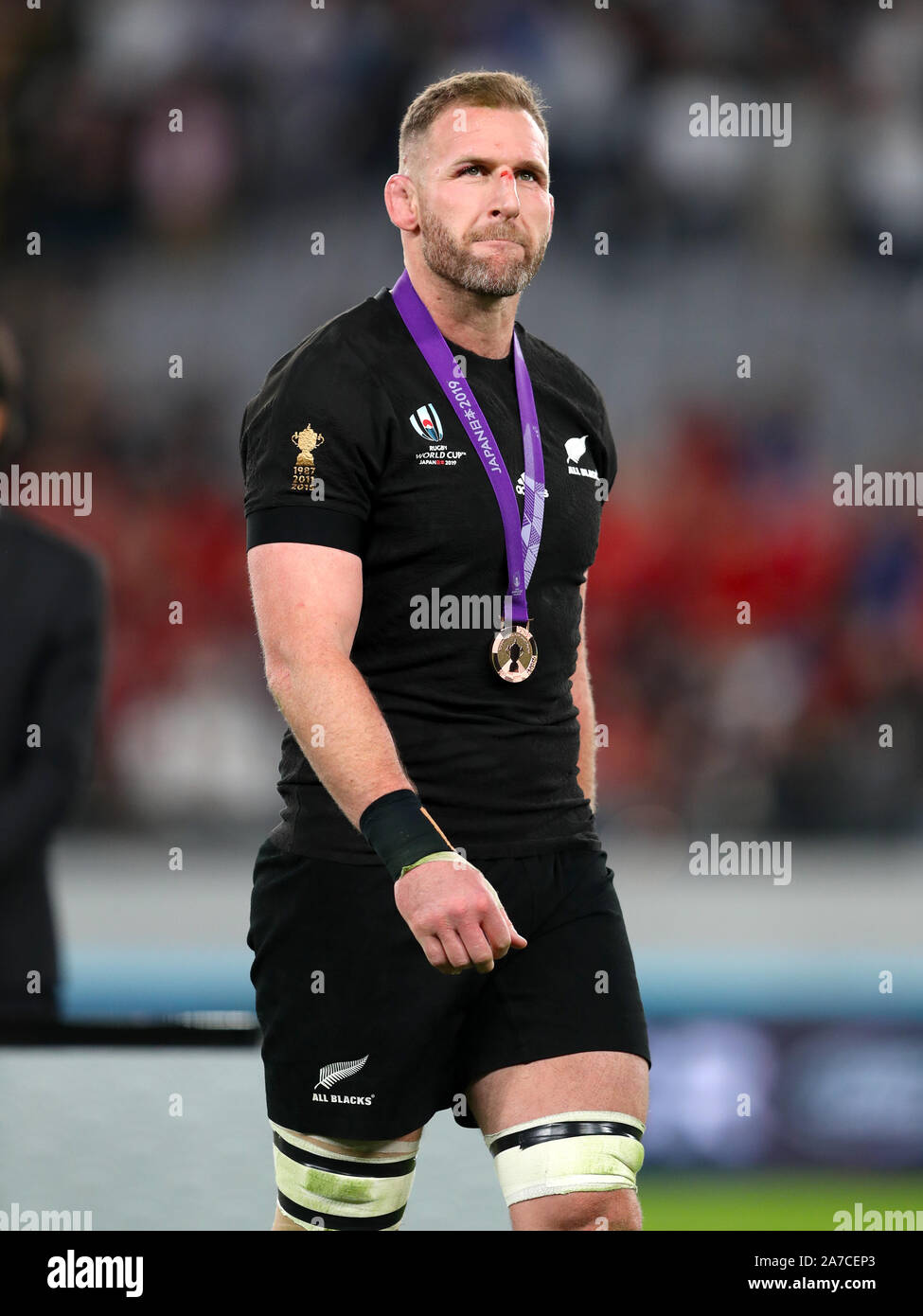 New Zealand's Kieran Read with his medal after his side win the 2019 ...