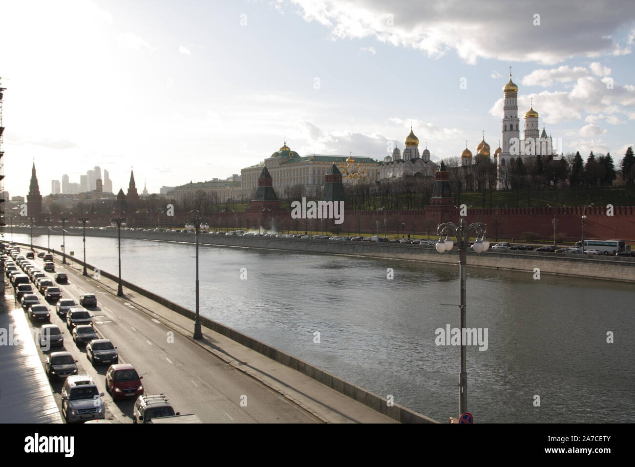 Moscow Kremlin in bright light, spring, Moscow, Russia Stock Photo - Alamy