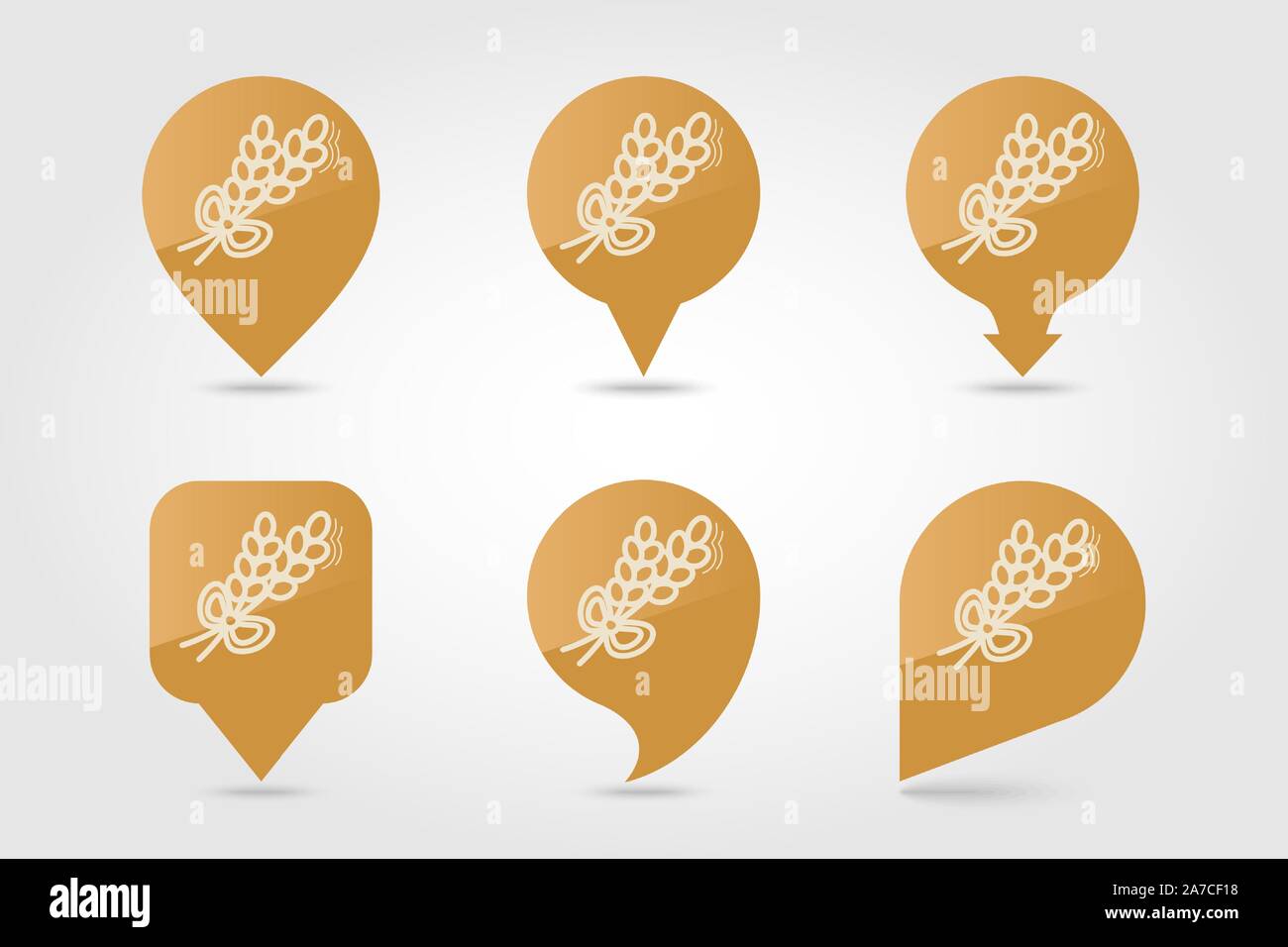 Spikelets of wheat pin map icon. Harvest map pointer. Thanksgiving map ...