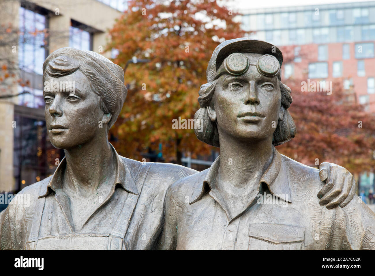 A statue "Women of Steel" dedicated to the women who worked in ...