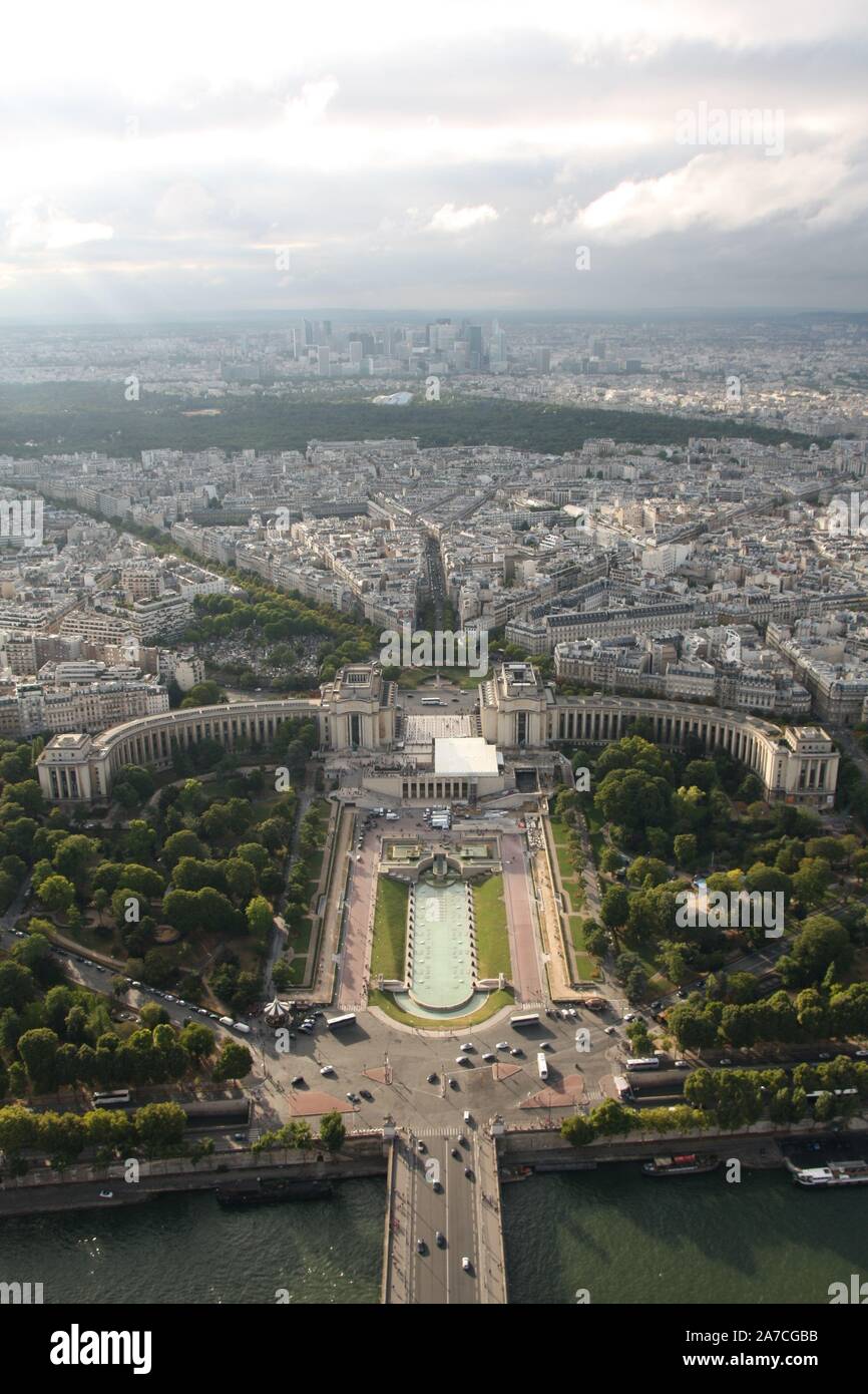 Paris skyline panorama from Eiffel Tower in the evening, Paris, France ...