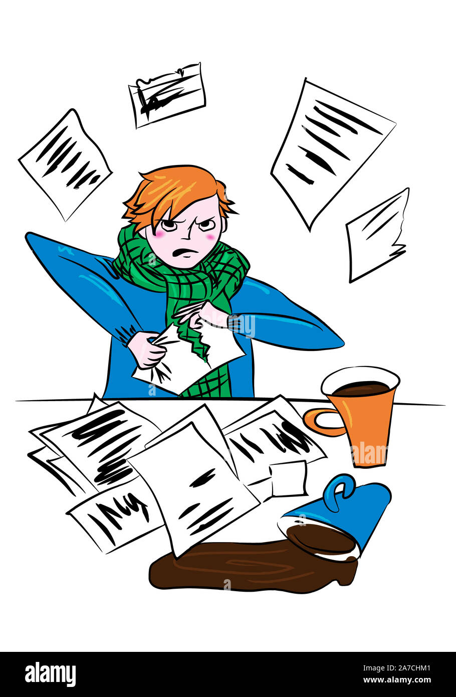 Emotion angry woman tearing paper Stock Photo - Alamy