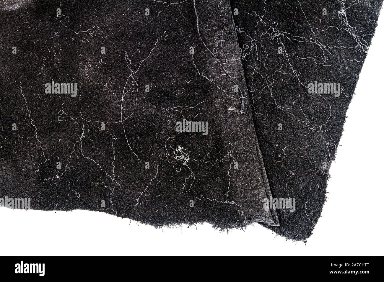 Piece of messy black leather isolated on white background. Crumpled ...