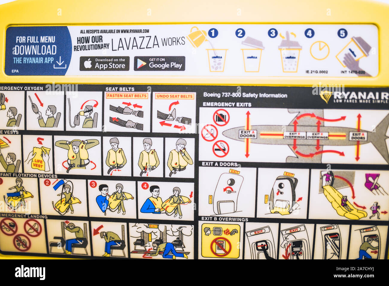 Airline safety instruction hi-res stock photography and images - Alamy