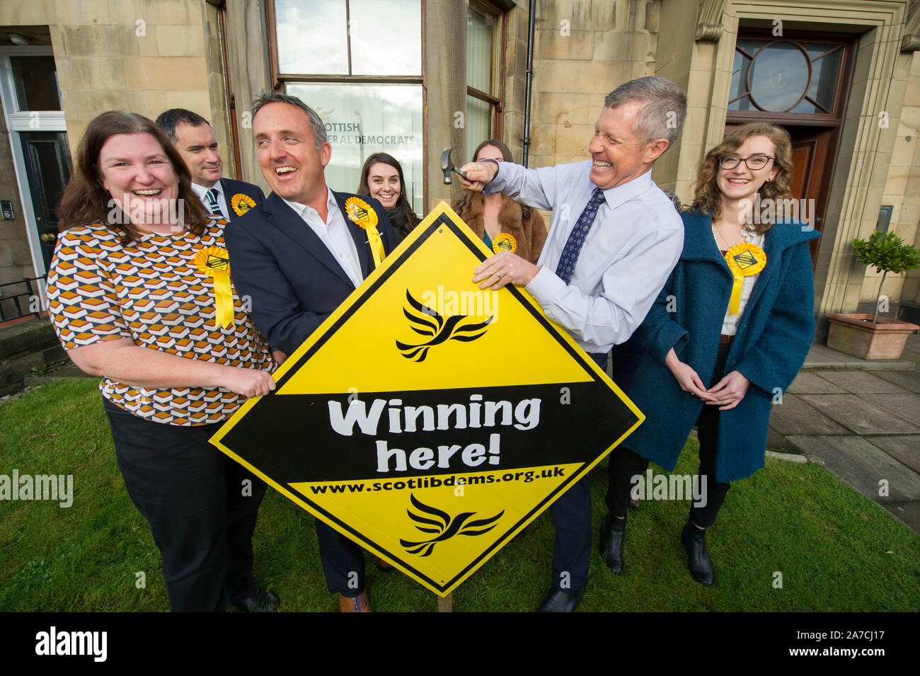Edinburgh, 30 October 2019. Pictured: (centre left) Alex Cole-Hamilton ...