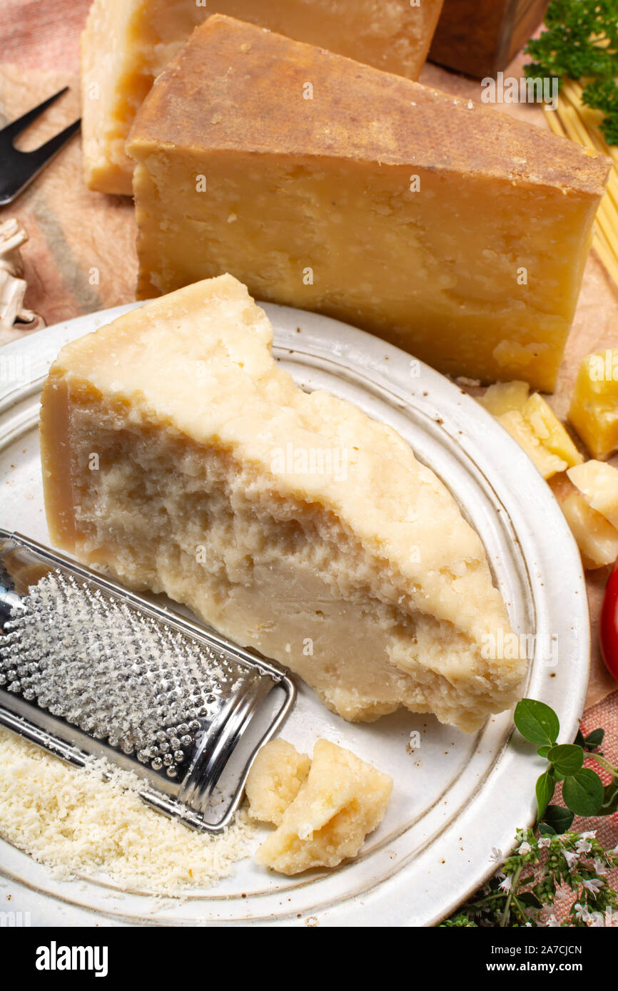 Cheese collection, hard old cheeses from North Italy, aged Maniva ...
