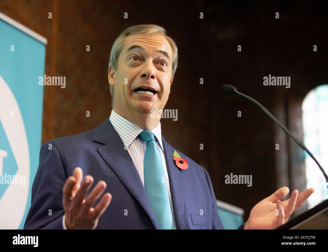 London, UK. 01st Nov, 2019. Brexit Party Leader, Nigel Farage, launches ...