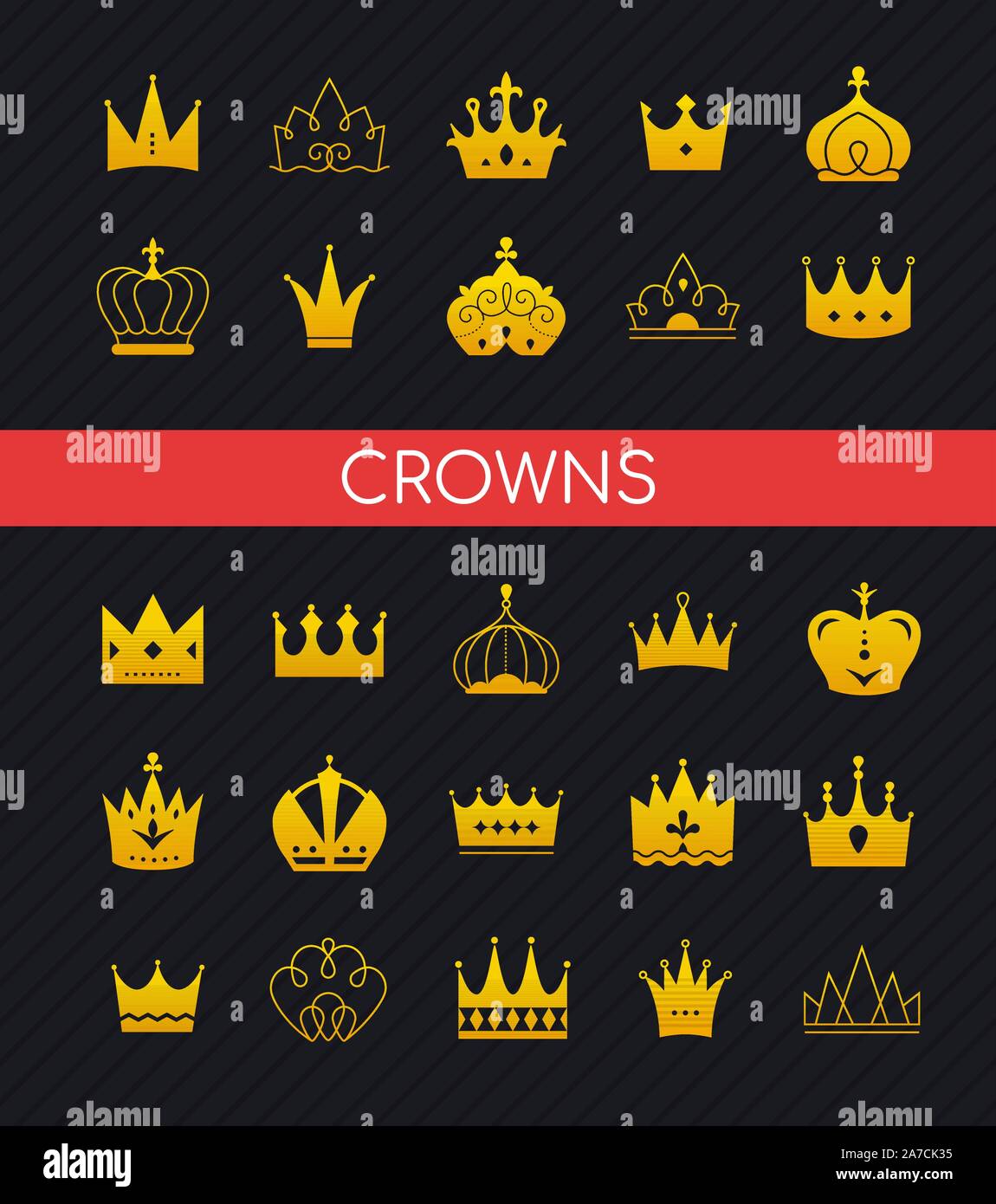Crowns collection - set of colorful vector icons Stock Vector Image ...