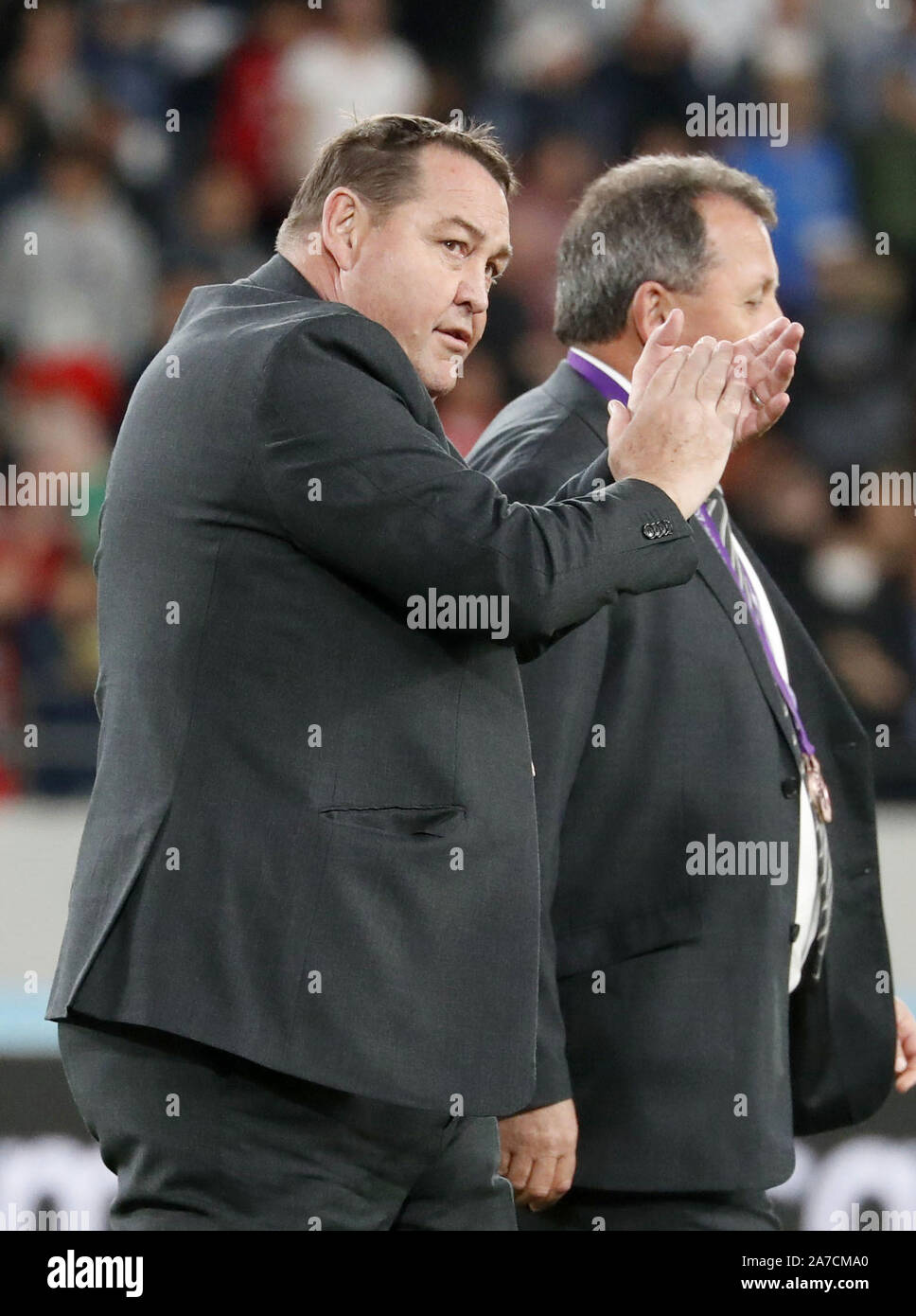 Tokyo, Japan. 01st Nov, 2019. Photo shows New Zealand head coach Steve ...