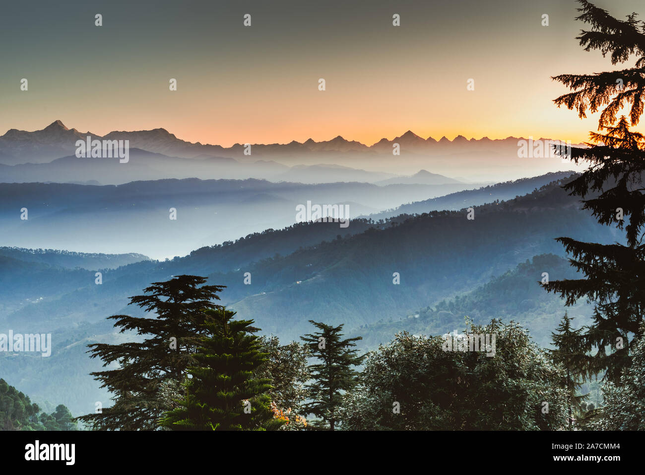Himalayan range during sunrise in different colours Stock Photo - Alamy