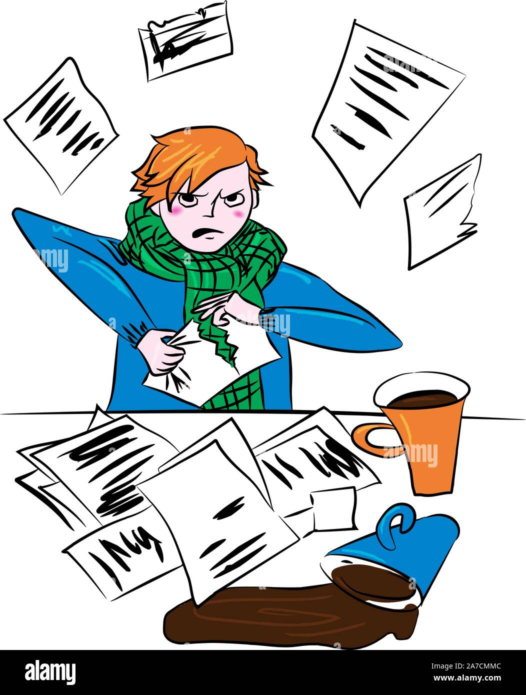 Emotion angry woman tearing paper Stock Vector Image & Art - Alamy