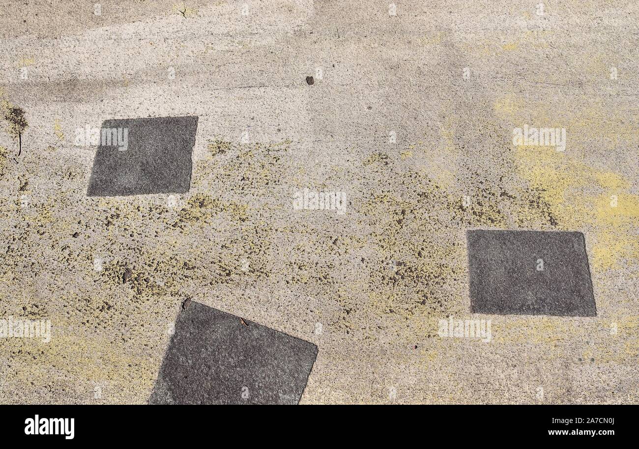 Detailed close up view on concrete floor and pavement textures with ...