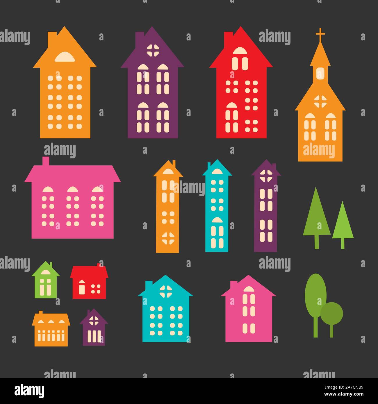 Merry christmas poster houses Stock Vector Images - Alamy