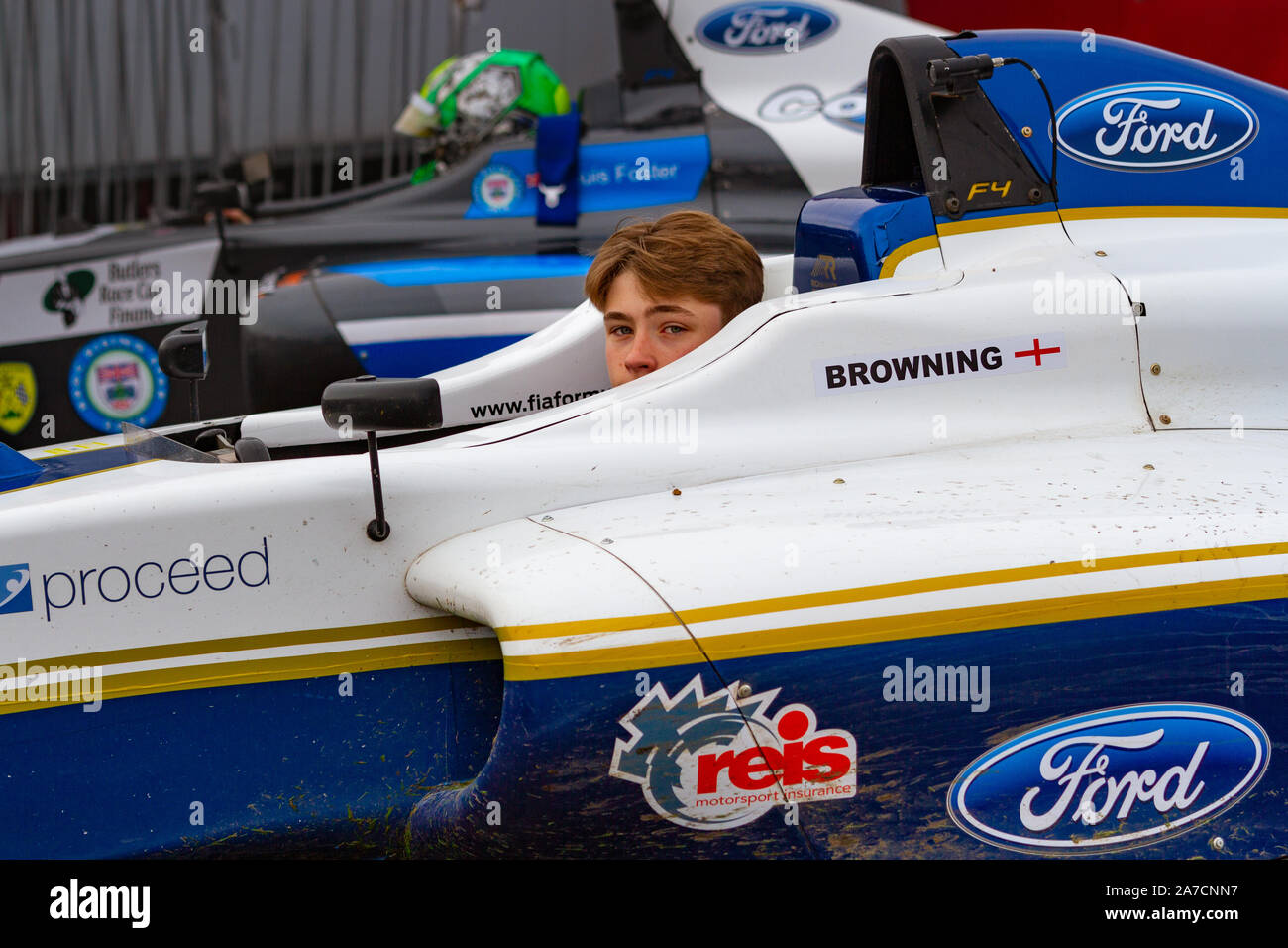 Luke Browning drives from paddock to garage after Saturday Qualifying ...